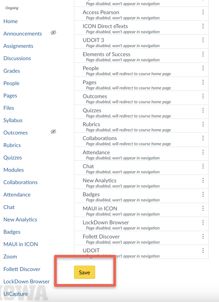 Your Course Navigation Menu – Setting up Your ICON Site